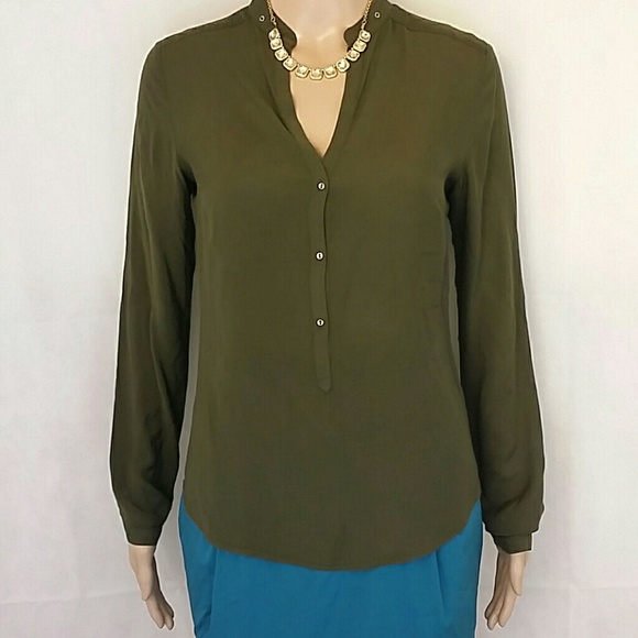 Zara | Tops | Zara Green Button Up Gold Button Trim Xs | Poshmark